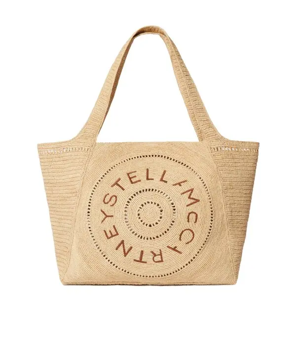 Stella McCartney Logo Embroidered Top Handle Bag - Natural