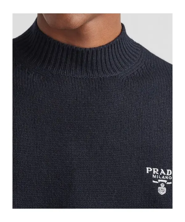 Prada Cashmere Turtleneck With Embroidered Logo