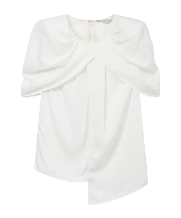 Stella McCartney Draped Shoulder Asymmetric Satin Top