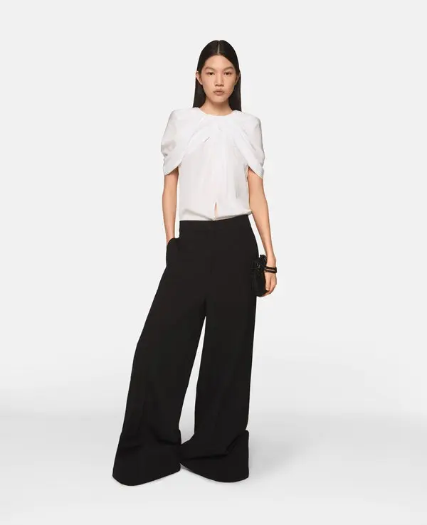 Stella McCartney Draped Shoulder Asymmetric Satin Top