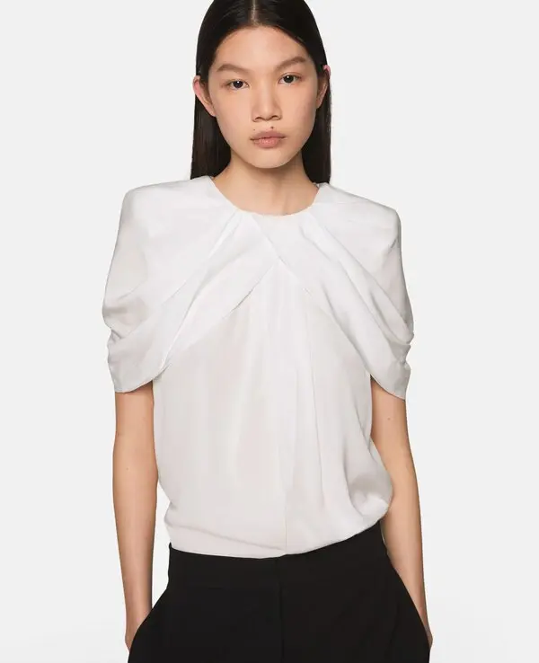 Stella McCartney Draped Shoulder Asymmetric Satin Top