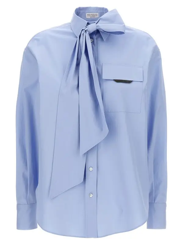 Brunello Cucinelli Long Sleeve Shirt With Bow Detail