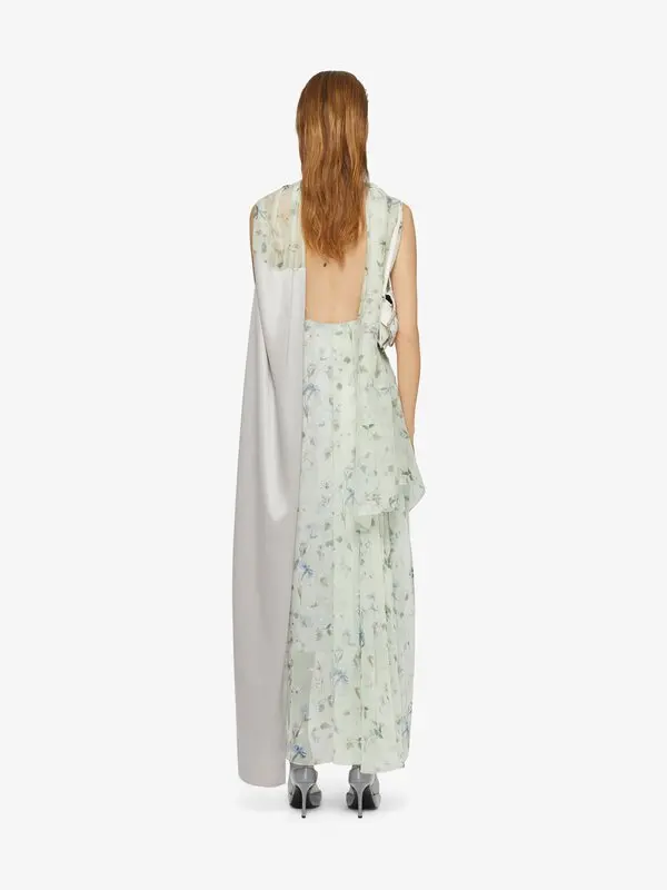Givenchy Printed Draped Dress In Silk Chiffon With Lavallière