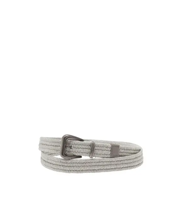 Brunello Cucinelli Rustic Woven Buckle Belt - Gray