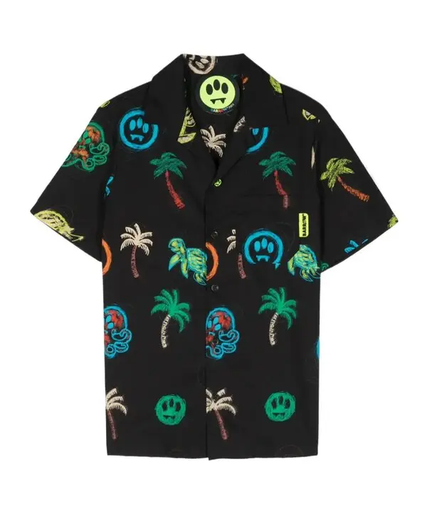 BARROW Mix-print Cotton Shirt