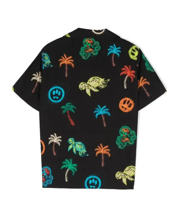 BARROW Mix-print Cotton Shirt