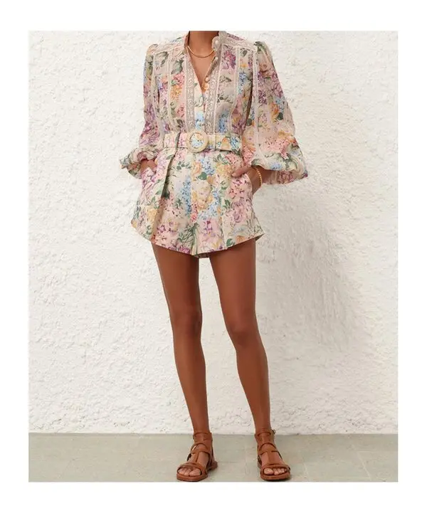 Zimmermann Halliday Tuck High Waisted Shorts