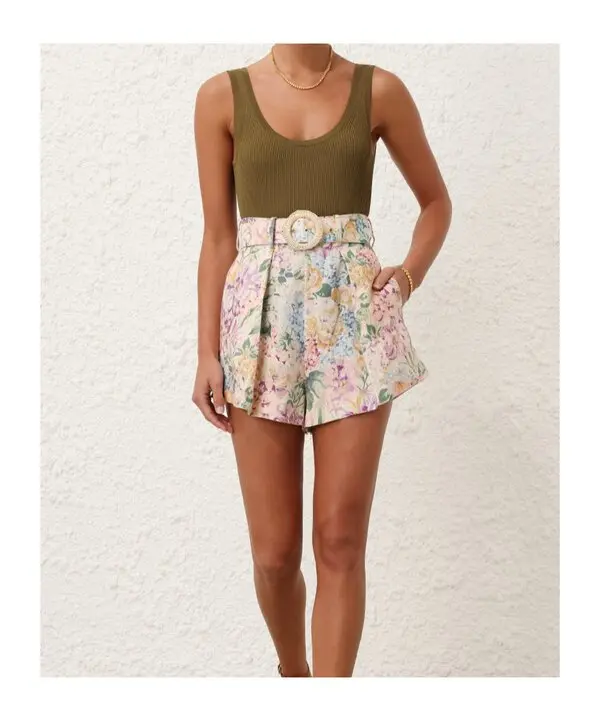 Zimmermann Halliday Tuck High Waisted Shorts