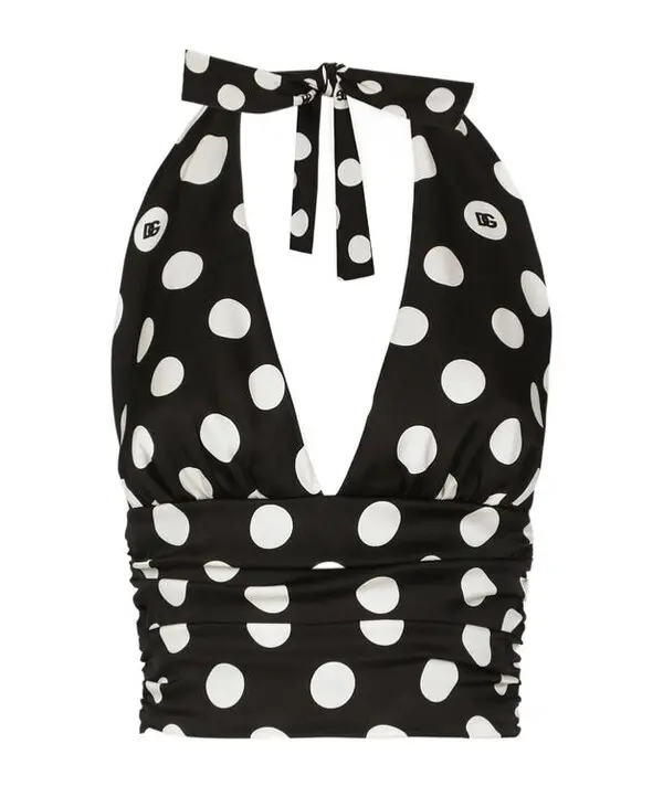 Dolce & Gabbana Dolce Gabbana Polka-dot Charmeuse Top