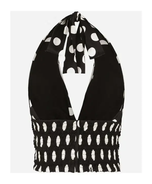 Dolce & Gabbana Dolce Gabbana Polka-dot Charmeuse Top