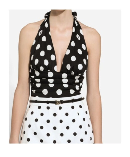 Dolce & Gabbana Dolce Gabbana Polka-dot Charmeuse Top
