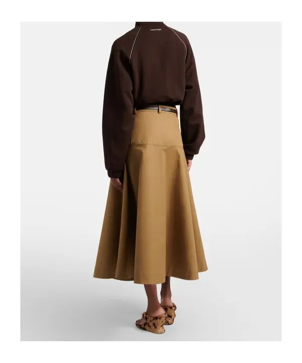 Balenciaga Cotton Twill Midi Skirt