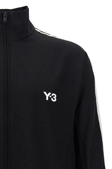 Y3 Logo Printed Zip-up Jacket With Straight Hem - Black