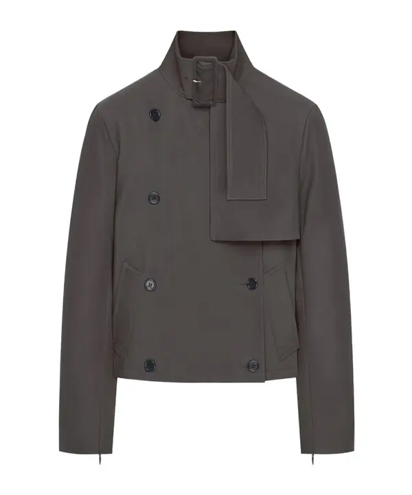 COURREGES Double-breasted Cotton Jacket With Belted Back - Anthracite