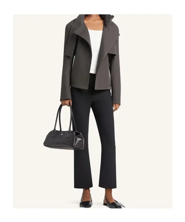 COURREGES Double-breasted Cotton Jacket With Belted Back - Anthracite