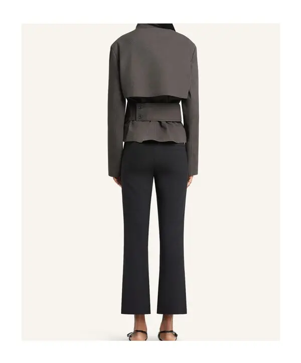 COURREGES Double-breasted Cotton Jacket With Belted Back - Anthracite