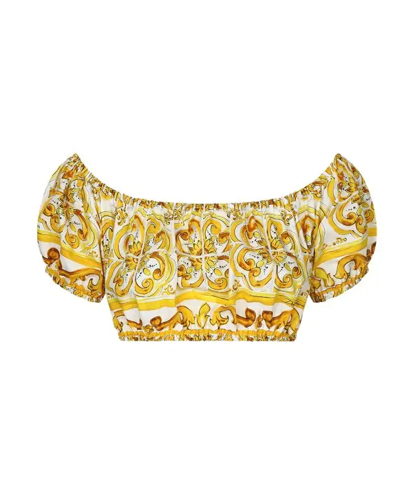 Dolce & Gabbana Dolce Gabbana Majolica Printed Cropped Top - Yellow