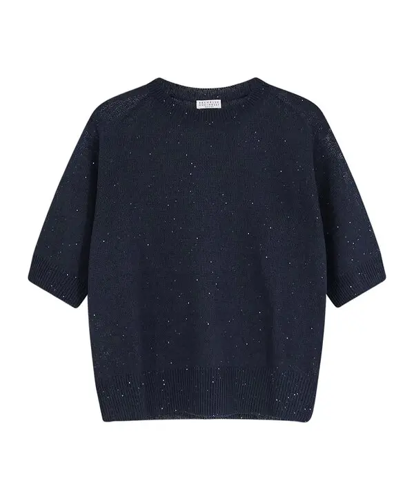 Brunello Cucinelli Sequined Short-sleeve Jumper - Black