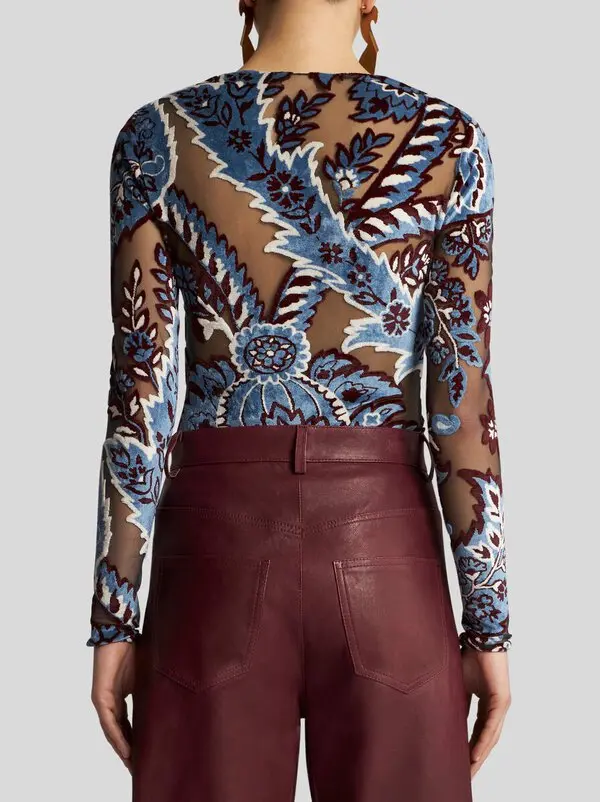 Etro Tulle Jacquard Velvet Top