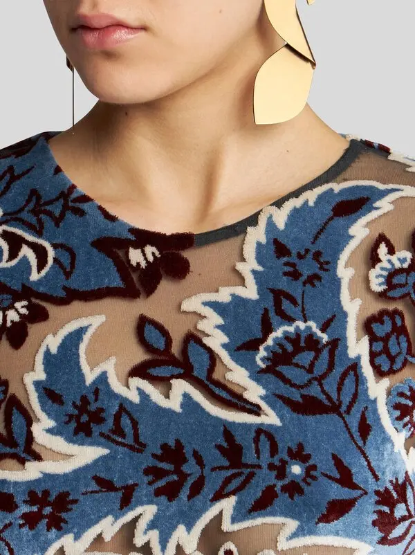 Etro Tulle Jacquard Velvet Top