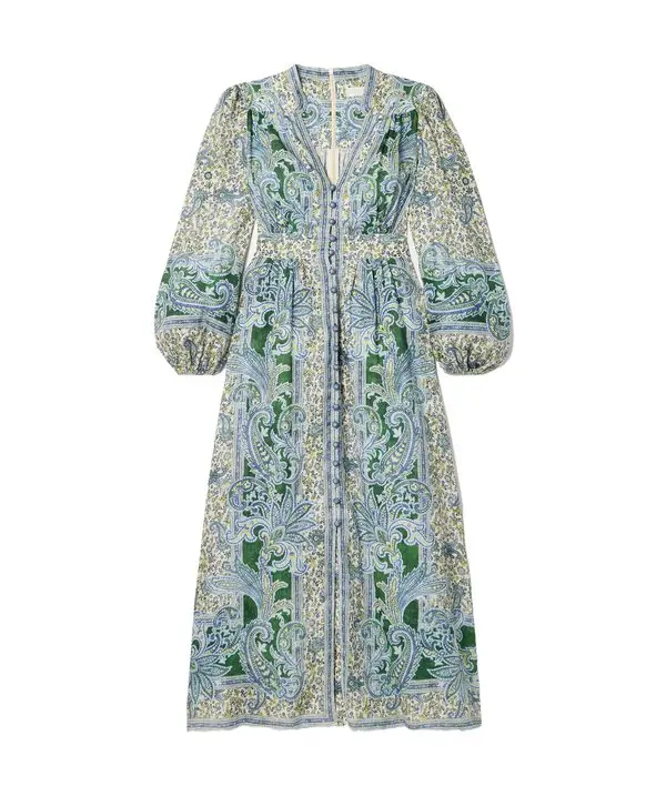 Zimmermann Ottie V-neck Maxi Dress - Gray