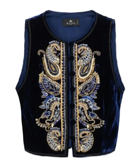 Etro Embellished Velvet Vest