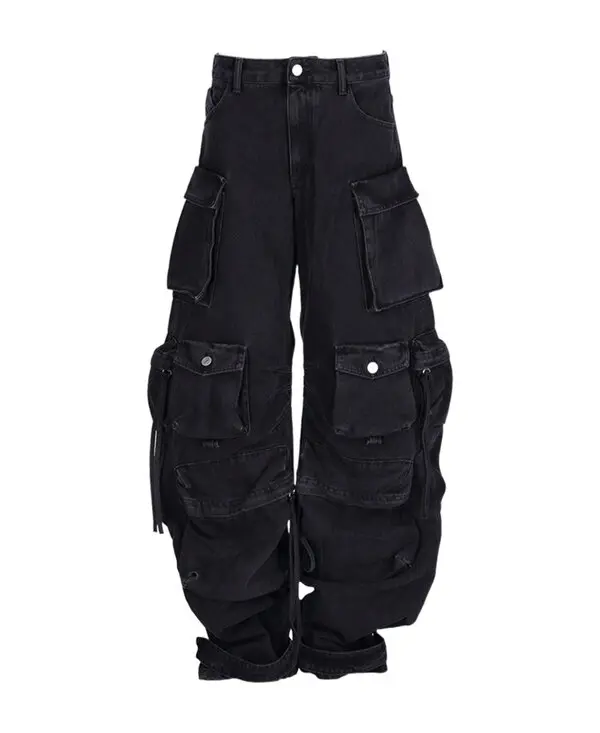 Attico Fern Wide-leg Cargo Jeans - Black