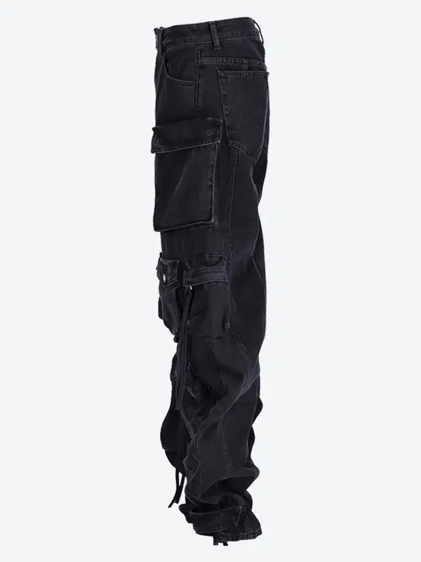 Attico The Fern Wide-leg Cargo Jeans - Black