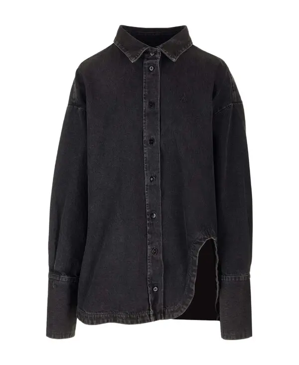 Attico Logo Embroidered Buttoned Denim Shirt