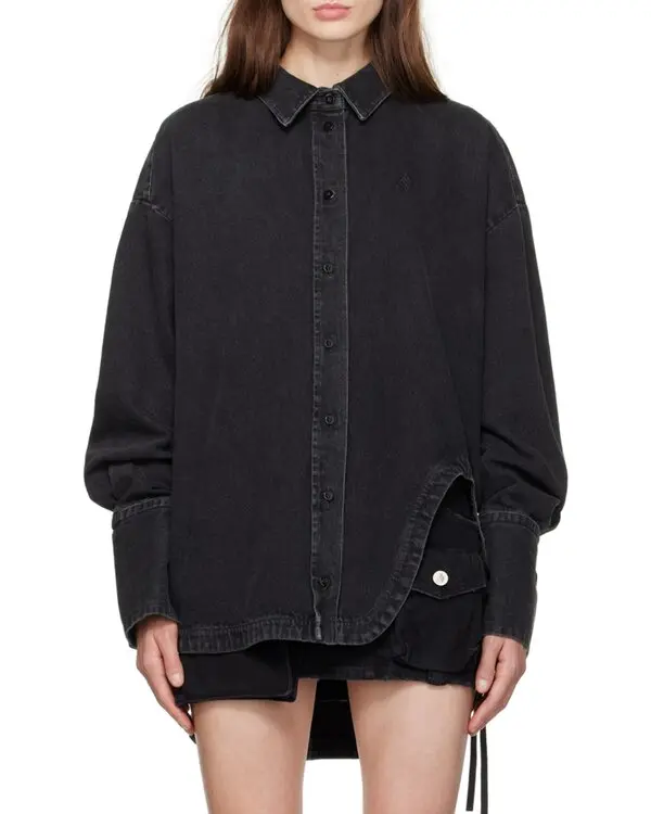 Attico Logo Embroidered Buttoned Denim Shirt