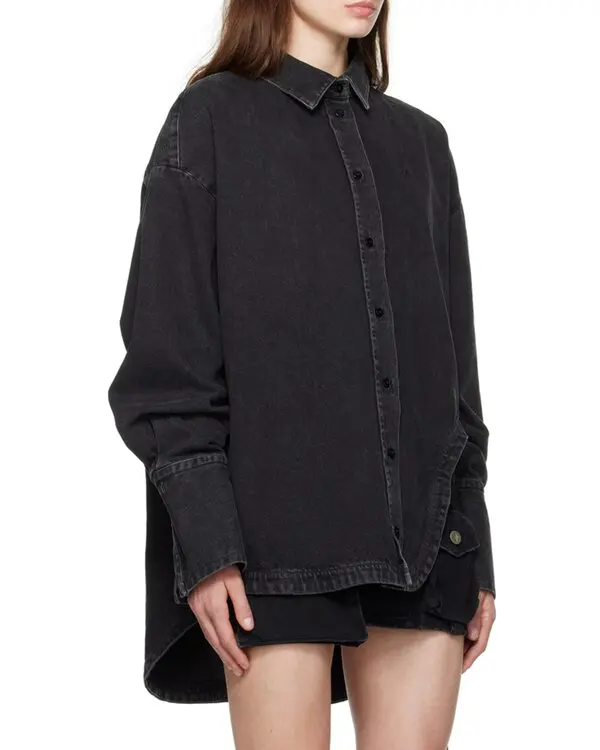 Attico Logo Embroidered Buttoned Denim Shirt