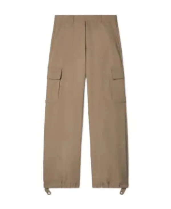 Off-White Beige Embroidered Cargo Trousers