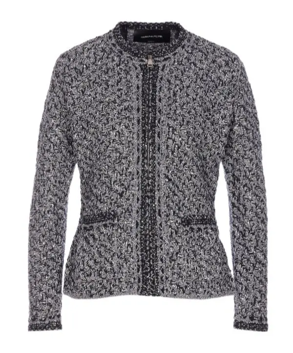 Fabiana Filippi Denim Effect Sequin Tweed Jacket - Gray
