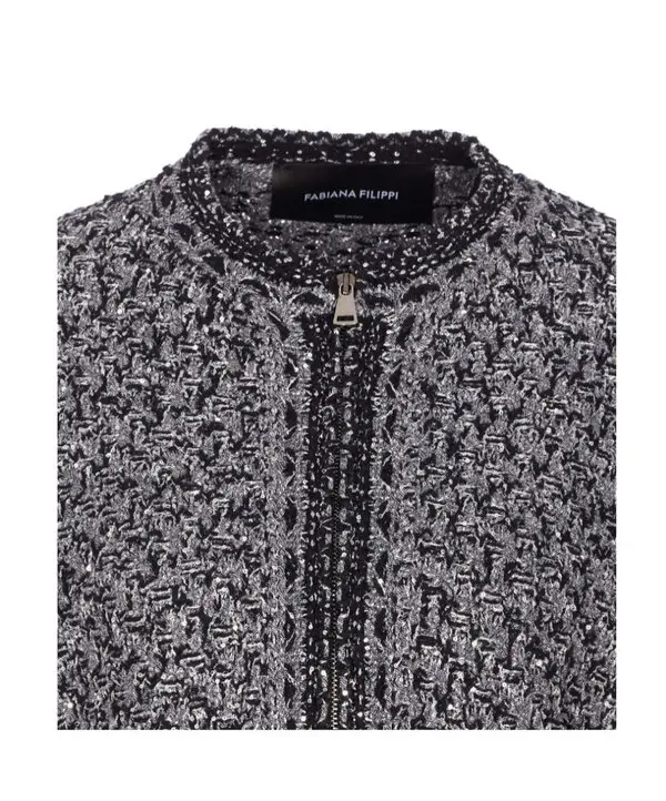 Fabiana Filippi Denim Effect Sequin Tweed Jacket
