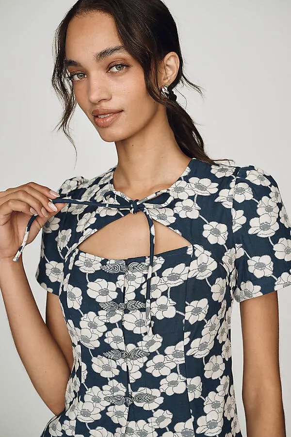 Maeve Cutout Tie-front Blouse - Navy
