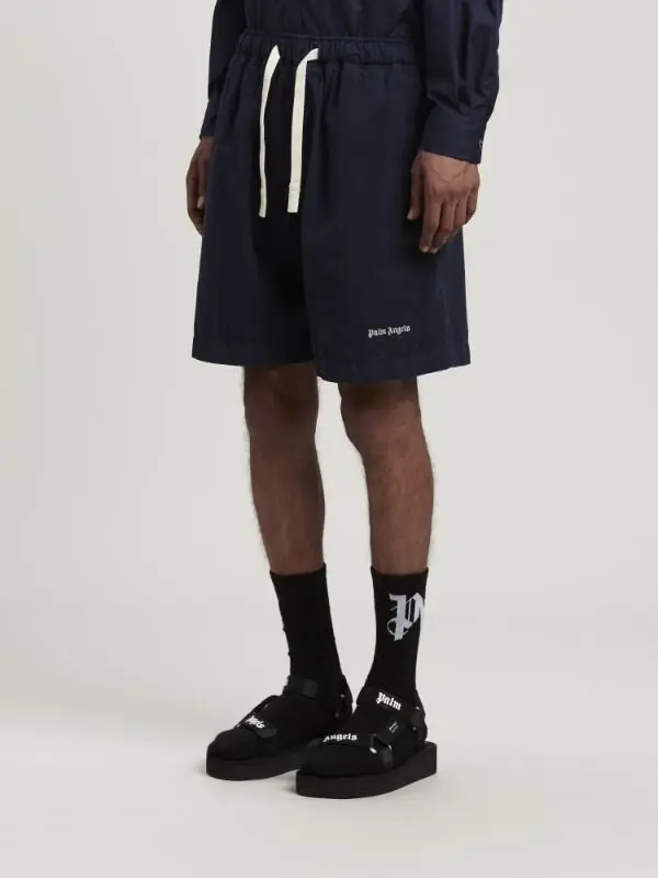 Palm Angels Logo Embroidered Drawstring Bermuda Shorts