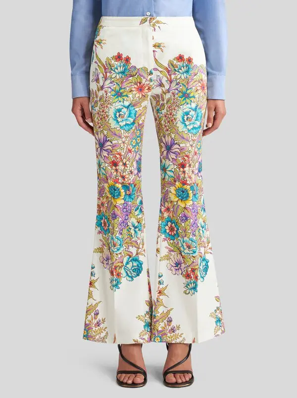 Etro Floral-printed High Waist Flared Trousers