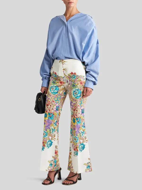 Etro Floral-printed High Waist Flared Trousers
