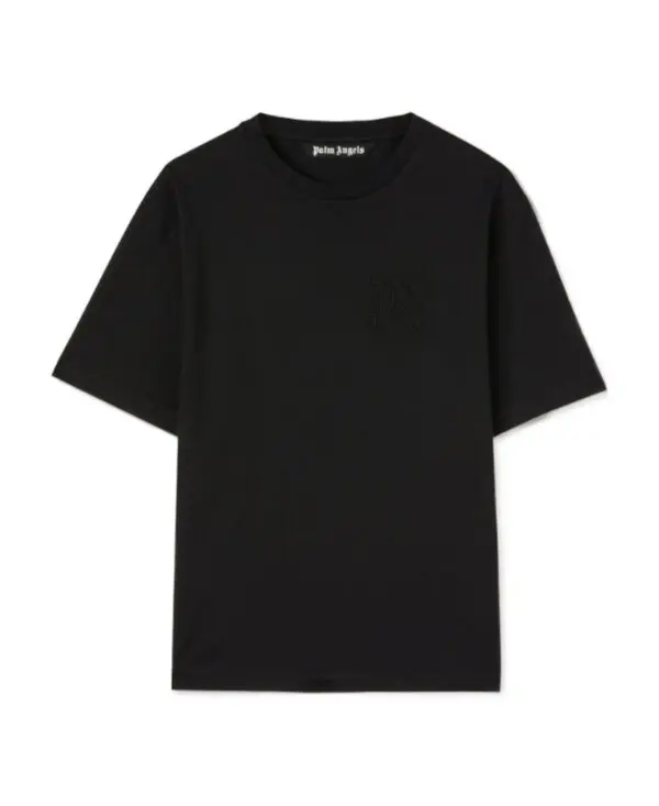 Palm Angels Monogram Embroidered Crewneck T-shirt - Black