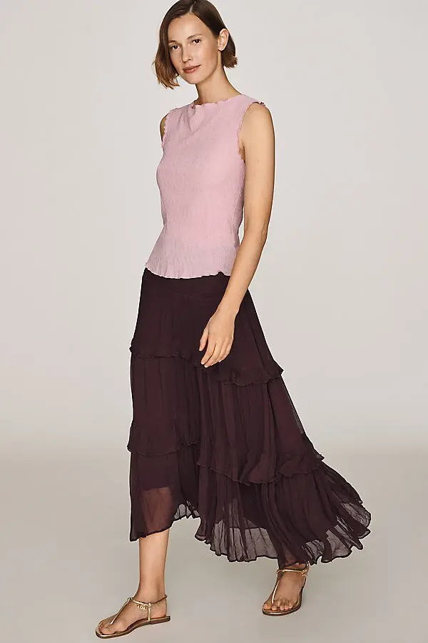 Anthropologie Plissé Knit Tank Top - Pink