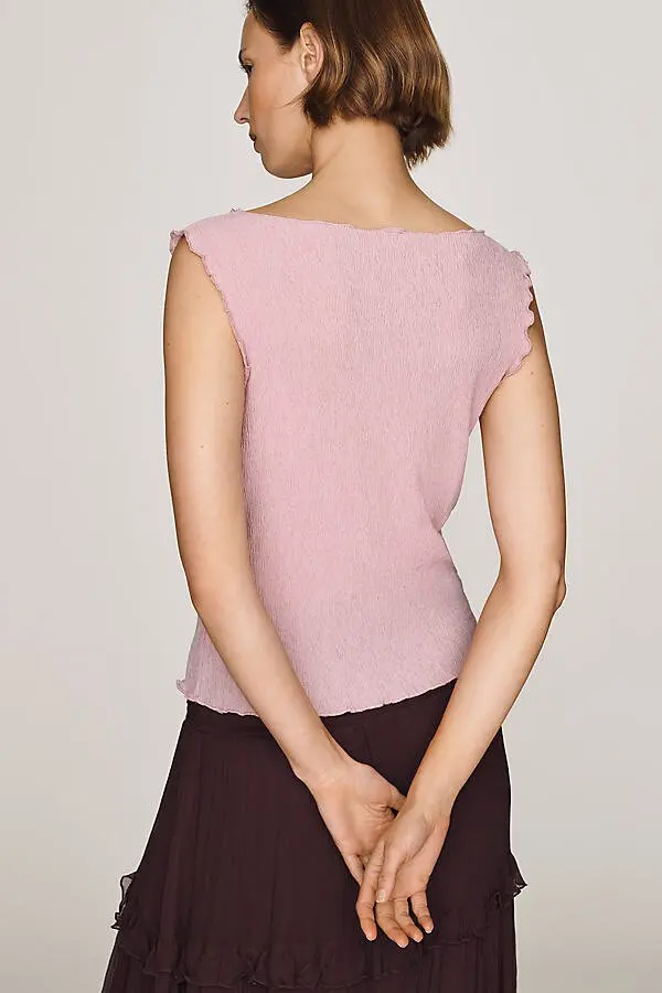 Anthropologie Plissé Knit Tank Top - Pink
