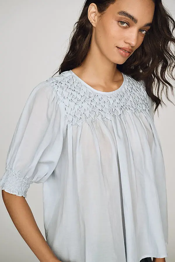 Anthropologie Smocked Swg Blouse