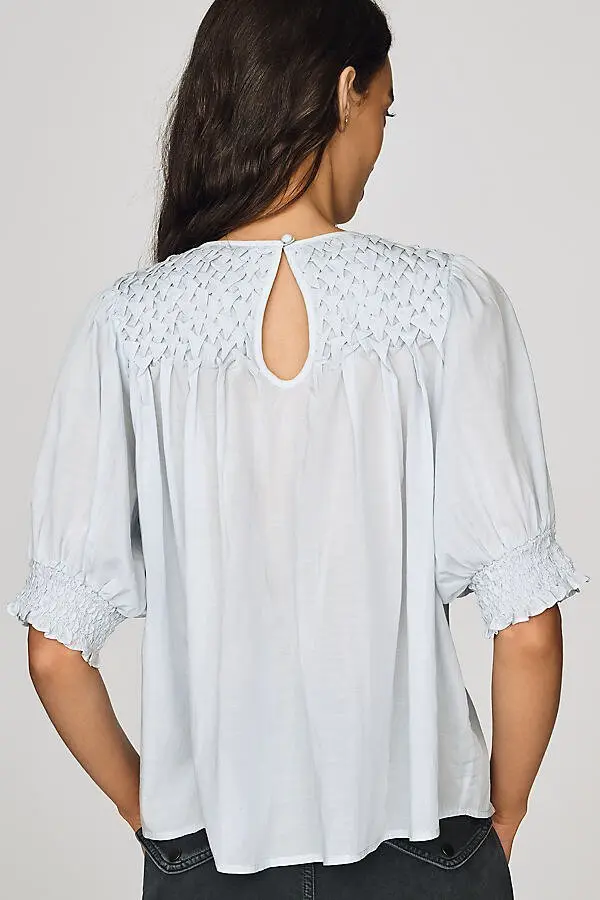 Anthropologie Smocked Swg Blouse