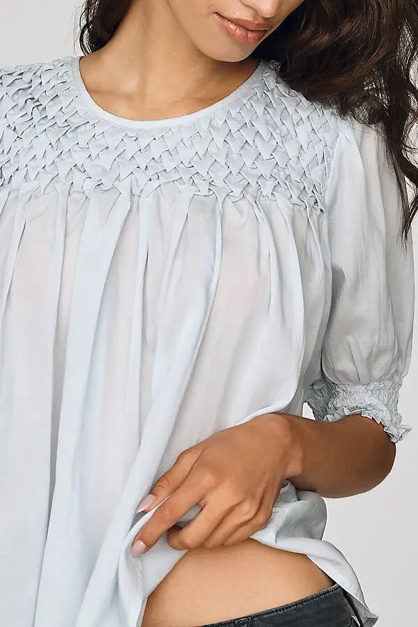 Anthropologie Smocked Swg Blouse