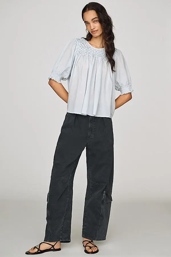 Anthropologie Smocked Swg Blouse