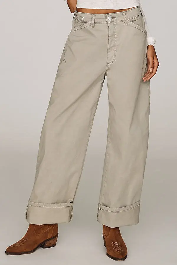 PILCRO Kayden Full Length Utility Barrel Pants - Elm