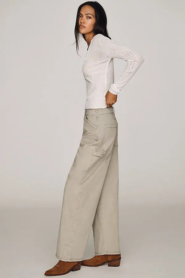 PILCRO Kayden Full Length Utility Barrel Pants - Elm