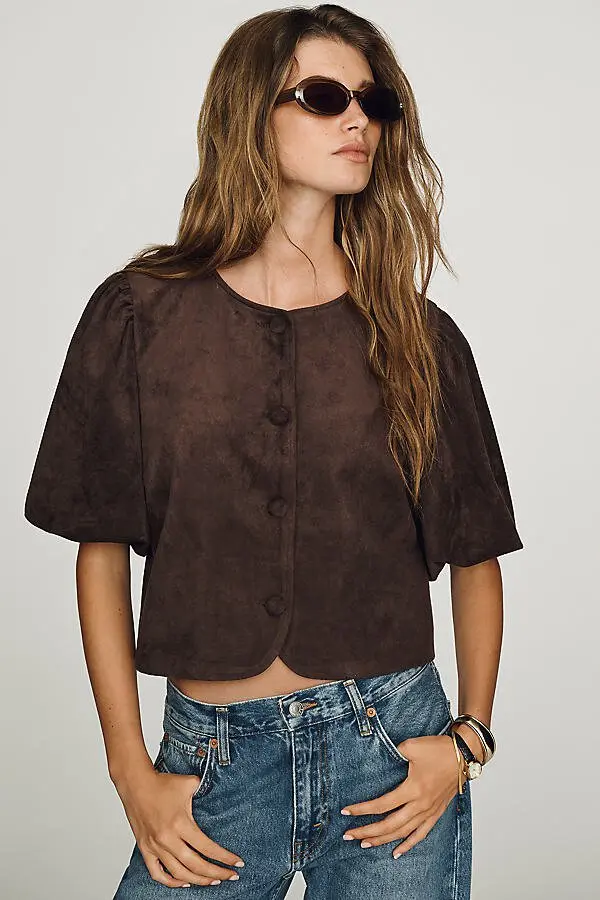 DOLAN LEFT COAST Faux-suede Puff Sleeve Jacket
