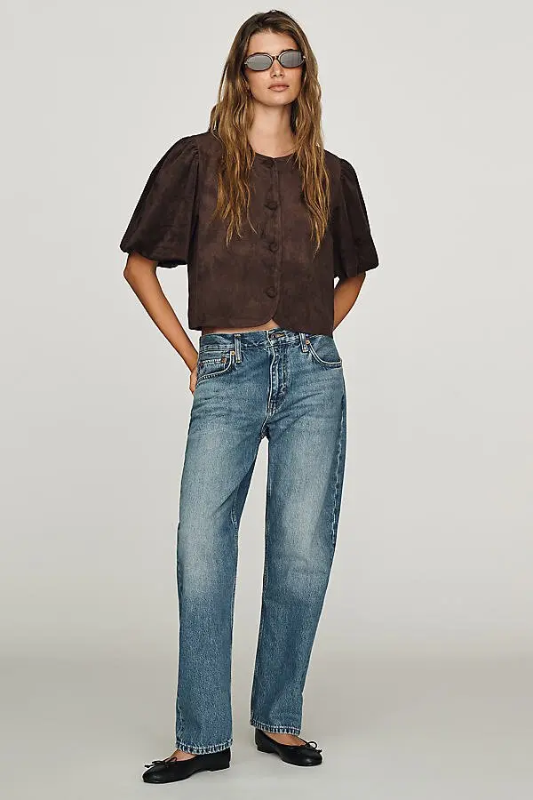 DOLAN LEFT COAST Faux-suede Puff Sleeve Jacket