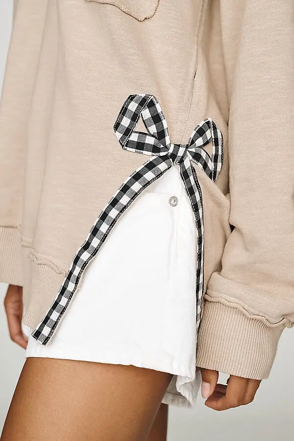 PILCRO Cotton V-neck Side-tie Top